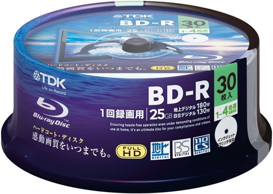 GetUSCart- TDK Blu-ray Disc 30 Spindle - 25GB 4X BD-R - Printable