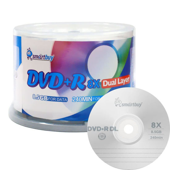 GetUSCart- Smartbuy Logo 50-disc 8.5gb/240min 8X DVD+r Dl Dual Layer Double Layer Blank Data ...