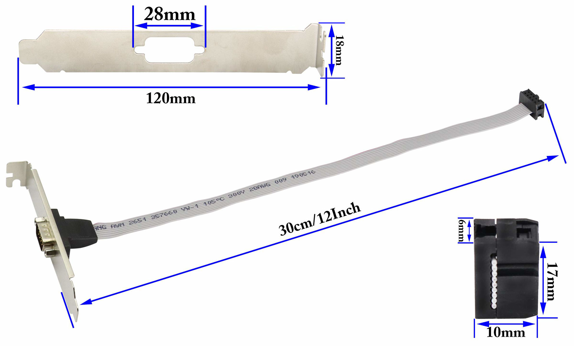 GetUSCart- zdyCGTime 1Port DB9 RS232Serial Port Bracket to 10 pin ...