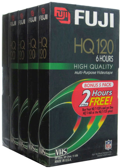 GetUSCart- Fuji VHS Videocassettes, Bonus 5 Pack (4 HQ 120 and 1 HQ 160)