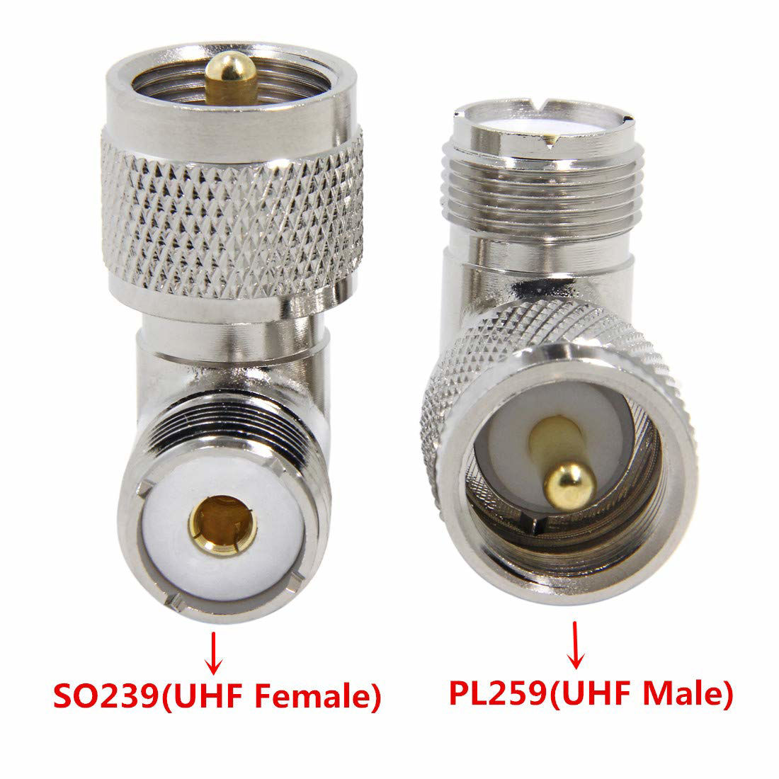 GetUSCart- PL259 Right Angle, 2-Pack UHF Male to Female RF Coax Connector Adapter, 90 Degree ...