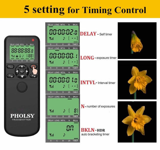 GetUSCart- PHOLSY Wireless Timer Shutter Remote Release Control with HDR and Intervalometer for ...
