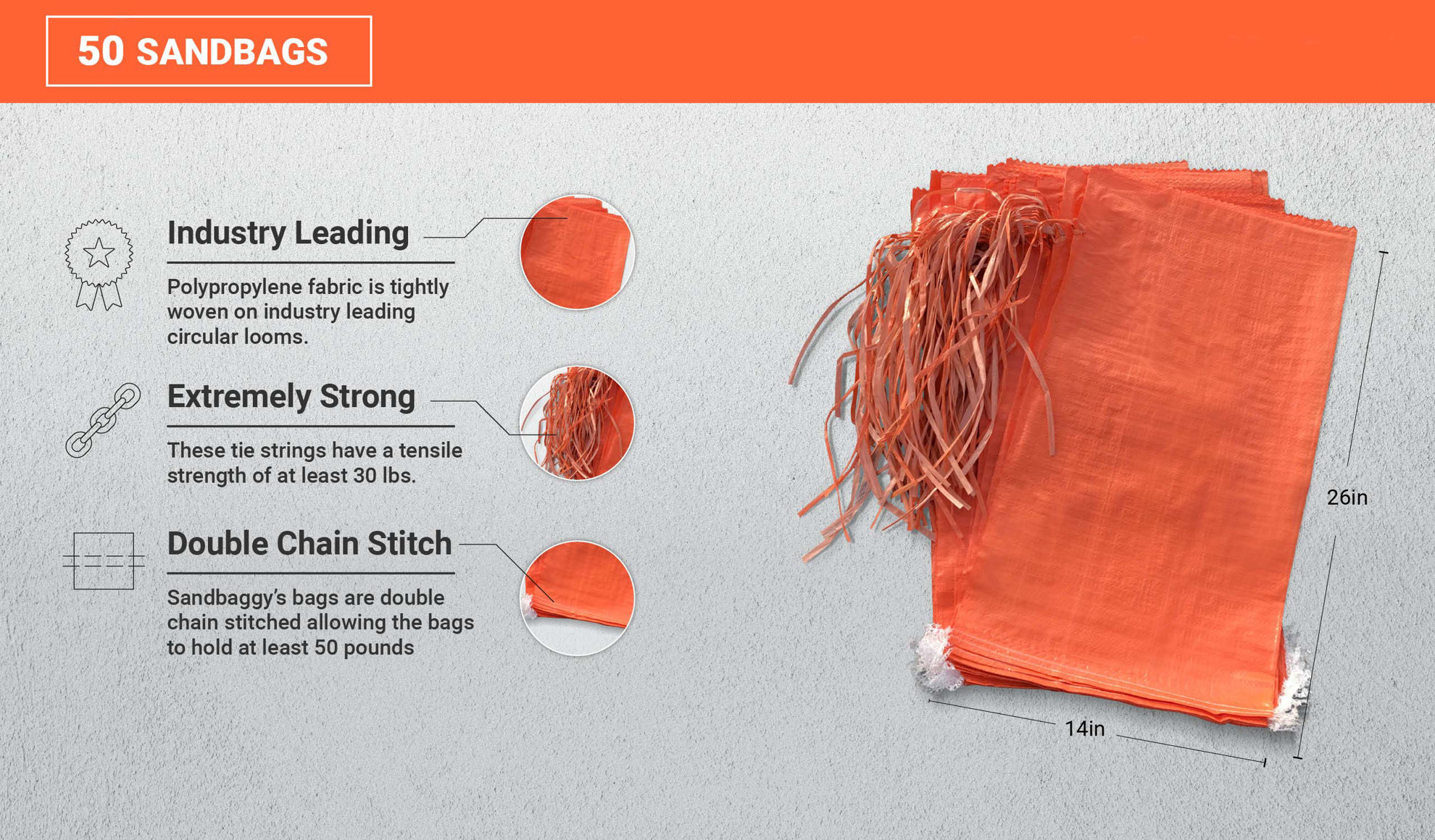 GetUSCart- Sandbaggy Sandbags | 14" x 26 Inch | High Visibility Orange ...