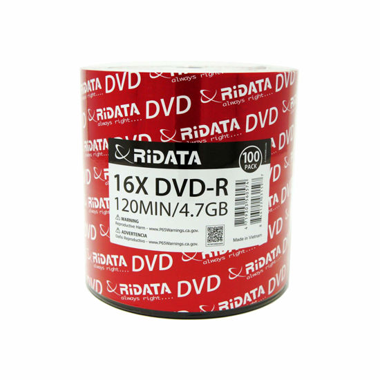 GetUSCart- 100 Pack Ridata DVD-R 16X 4.7GB 120 Min Silver Logo Top ...