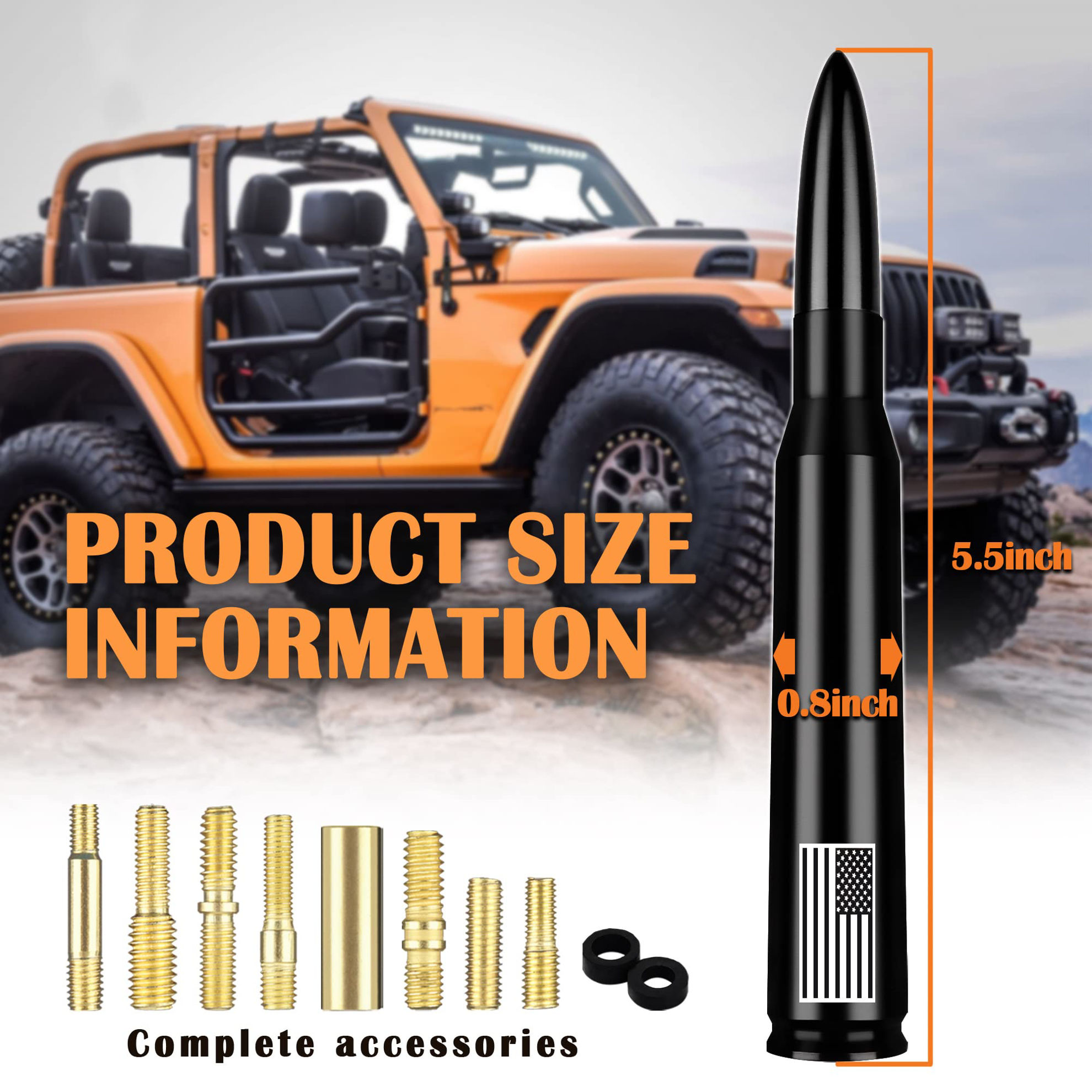 GetUSCart- American Flag Car Truck Bullet Antenna,Aluminum Alloy ...