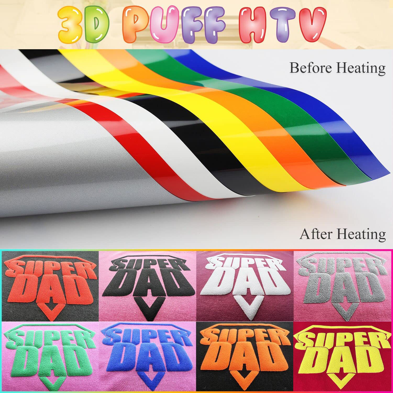 GetUSCart- 3D Black Puff Vinyl Heat Transfer - Puff Heat Transfer Vinyl ...