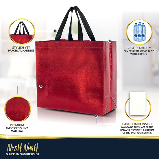 GetUSCart- Nush Nush 12 Red Gift Bags Set, Non-Woven Reusable Shiny ...