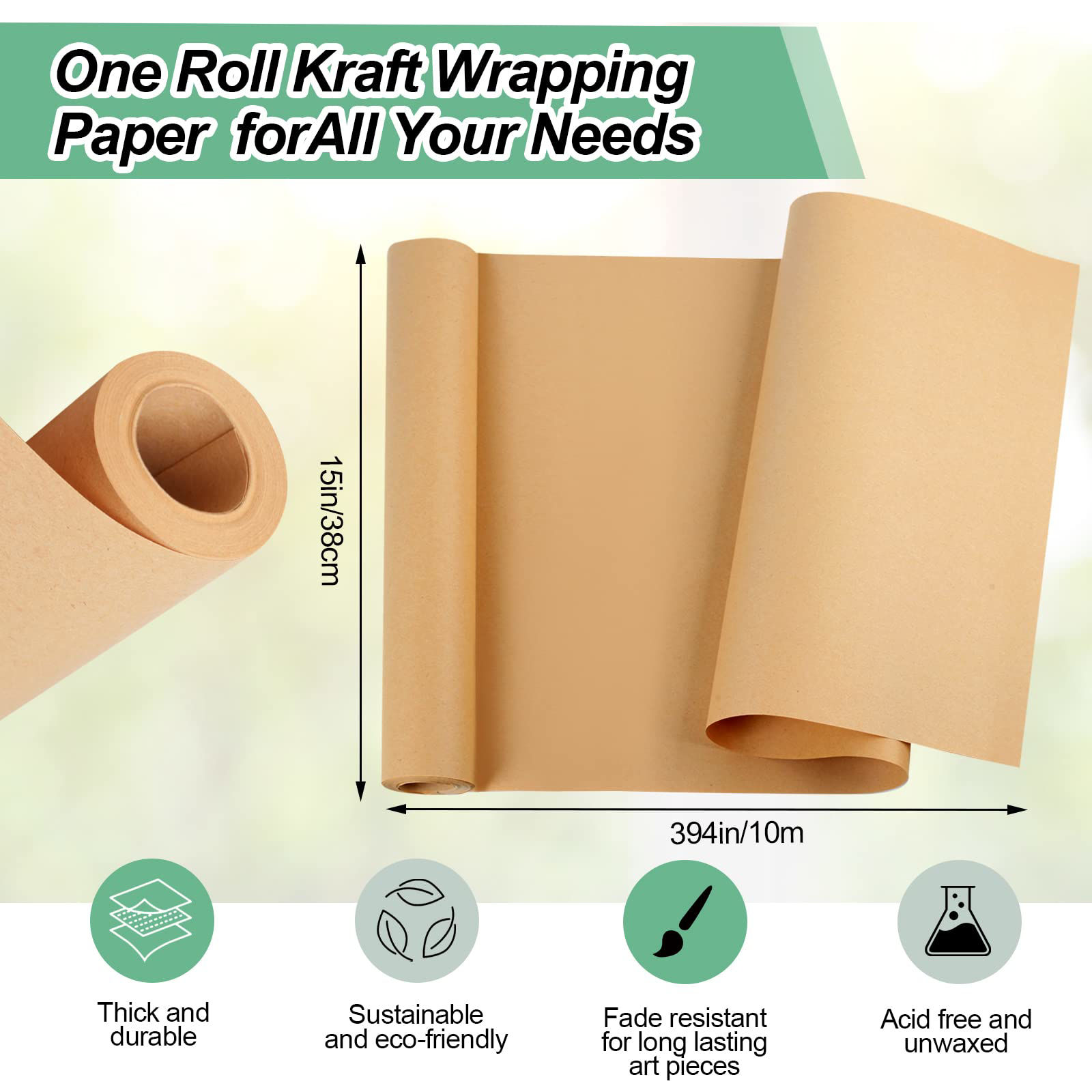 GetUSCart- Brown Paper Roll 15"×400", Brown Wrapping Paper, Wrapping ...