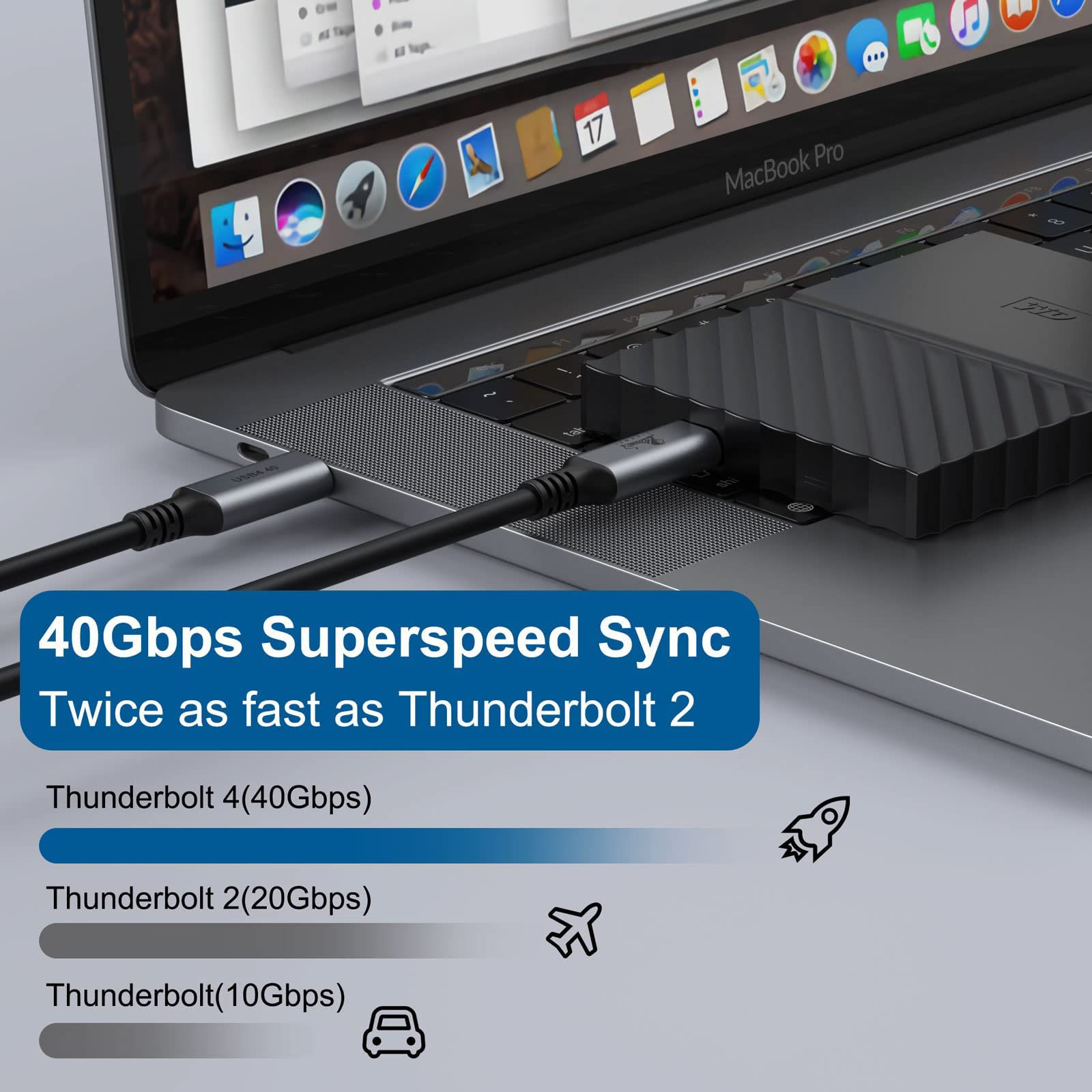 GetUSCart- Thunderbolt 4 Cable 6 Ft, 40Gbp Thunderbolt Cable with 100W ...