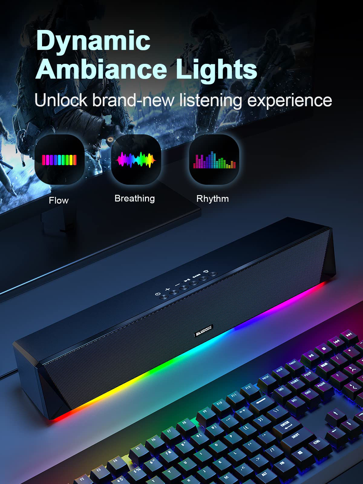 GetUSCart- Bluetooth Computer Soundbar, 3.5mm Aux-in Speakers for ...