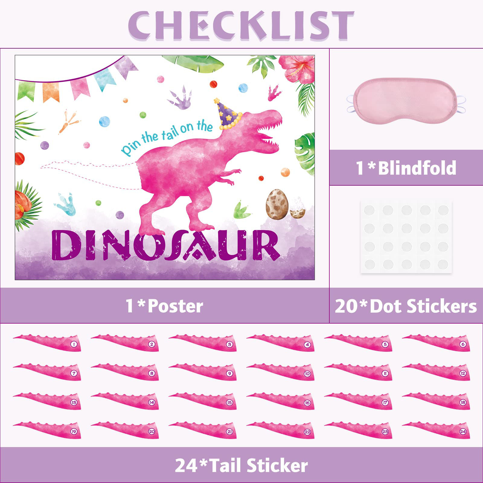 GetUSCart- WERNNSAI Pin The Tail on The Dinosaur Game - Dino Theme ...