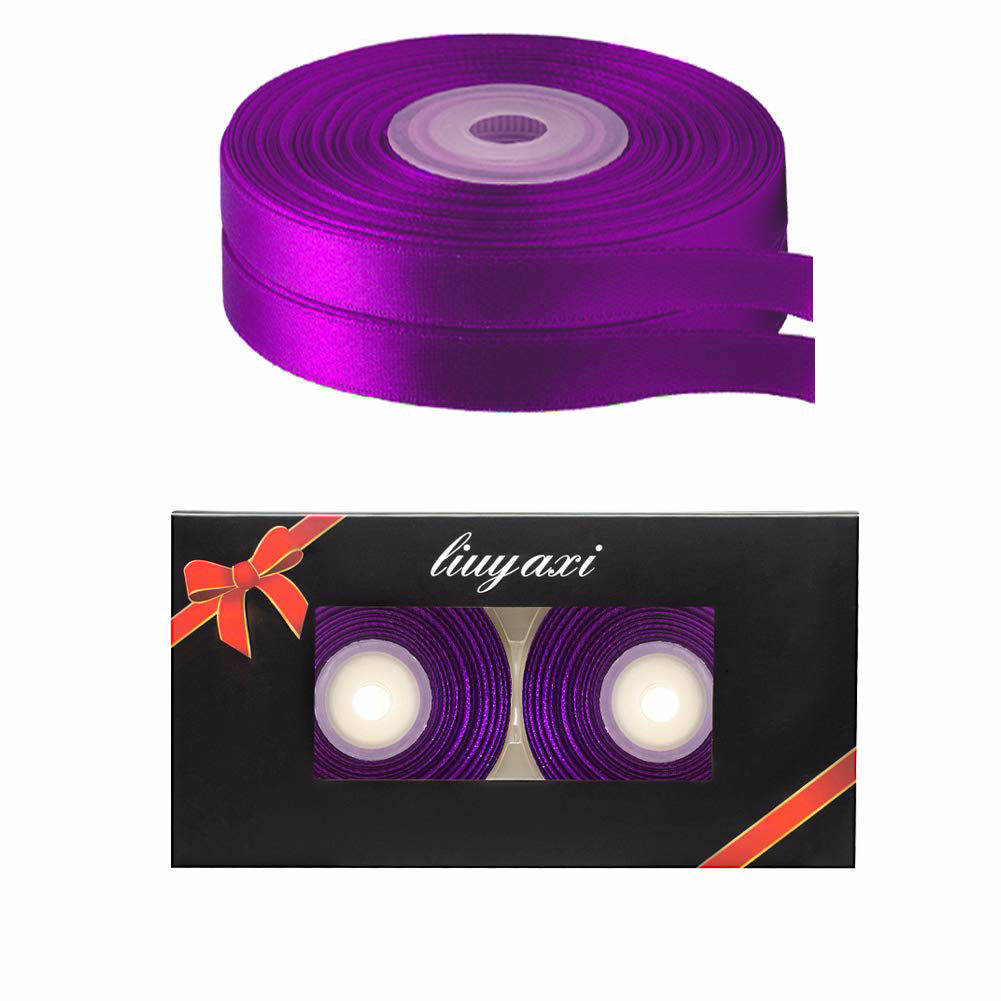 GetUSCart- Solid Color Double Faced Purple Satin Ribbon 1/2" X 50 Yards ...