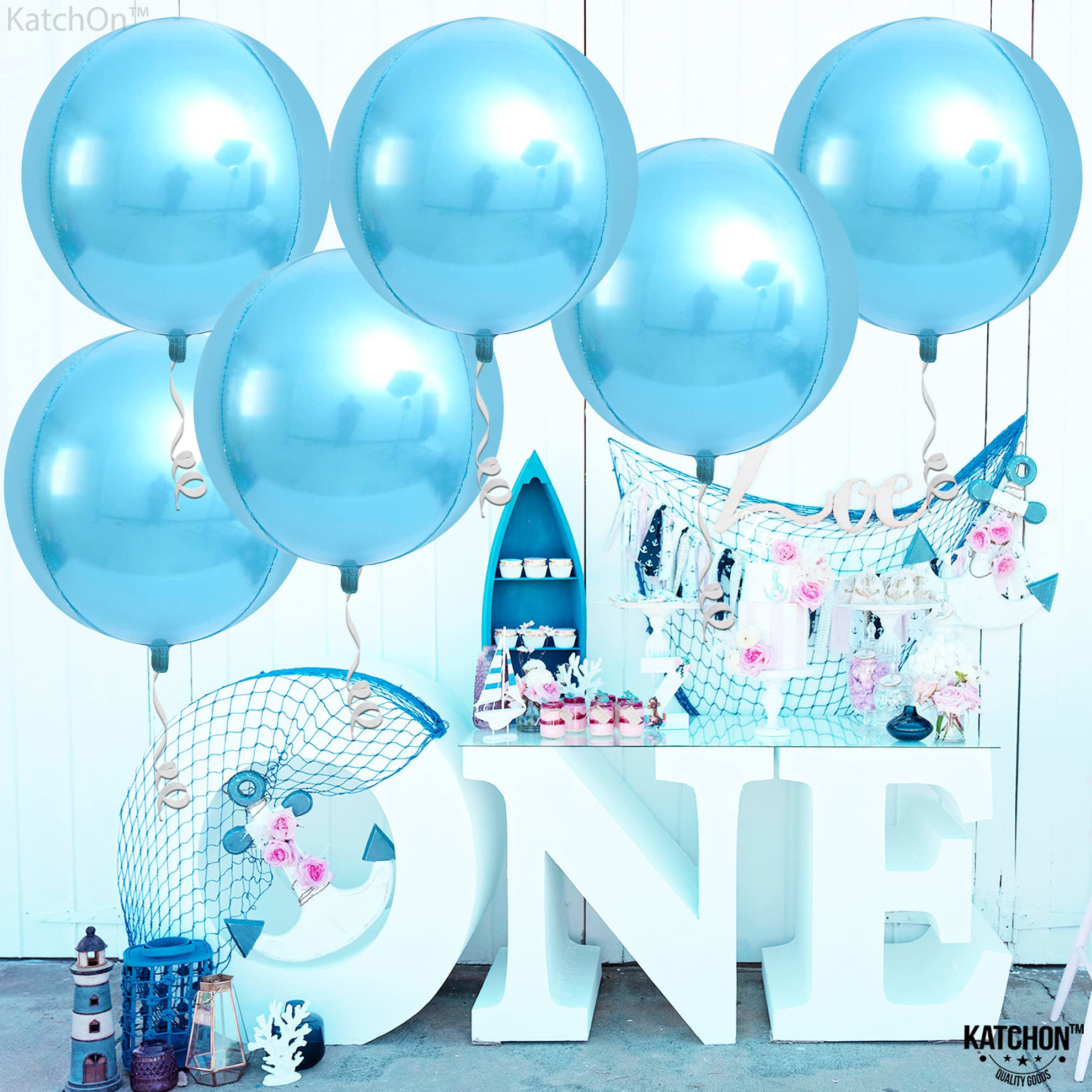 GetUSCart- Big, Metallic Blue Balloons Set - 22 Inch, Pack of 6 | 360 ...
