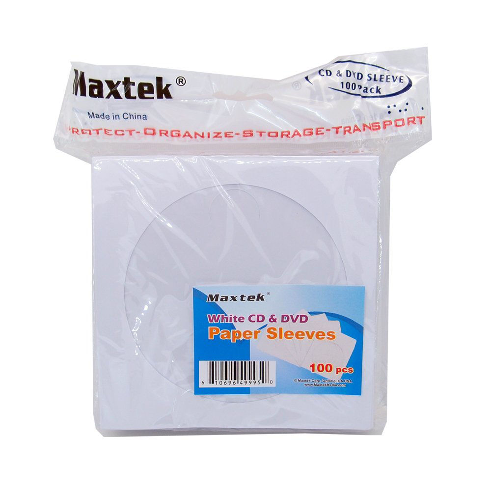 GetUSCart- 100 Pack Maxtek Premium Thick White Paper CD DVD Sleeves ...