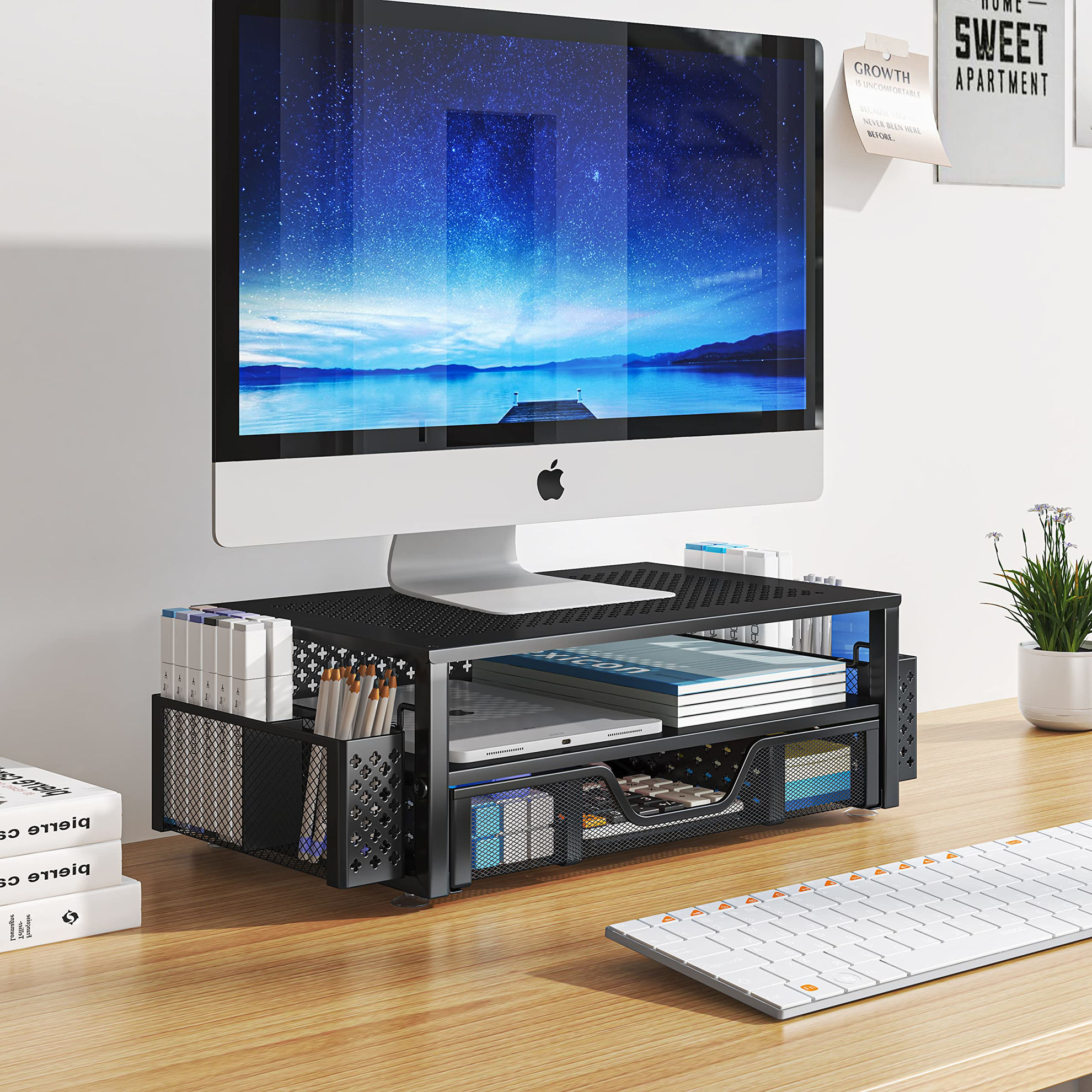 GetUSCart- Simple Trending 2 Tier Metal Monitor Stand Monitor riser and ...
