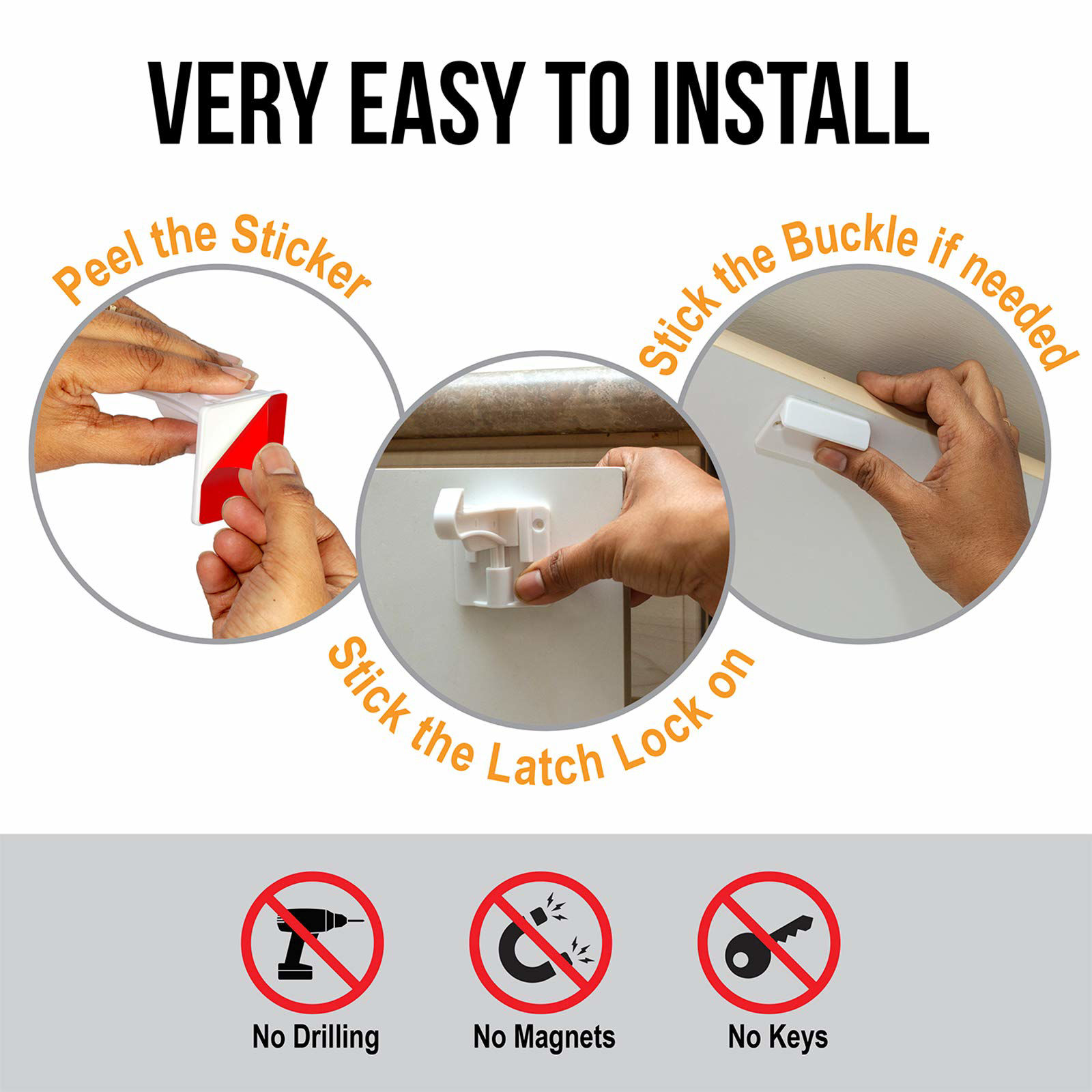 GetUSCart- Upgraded Invisible Baby Proofing Cabinet Latch Locks (10 ...