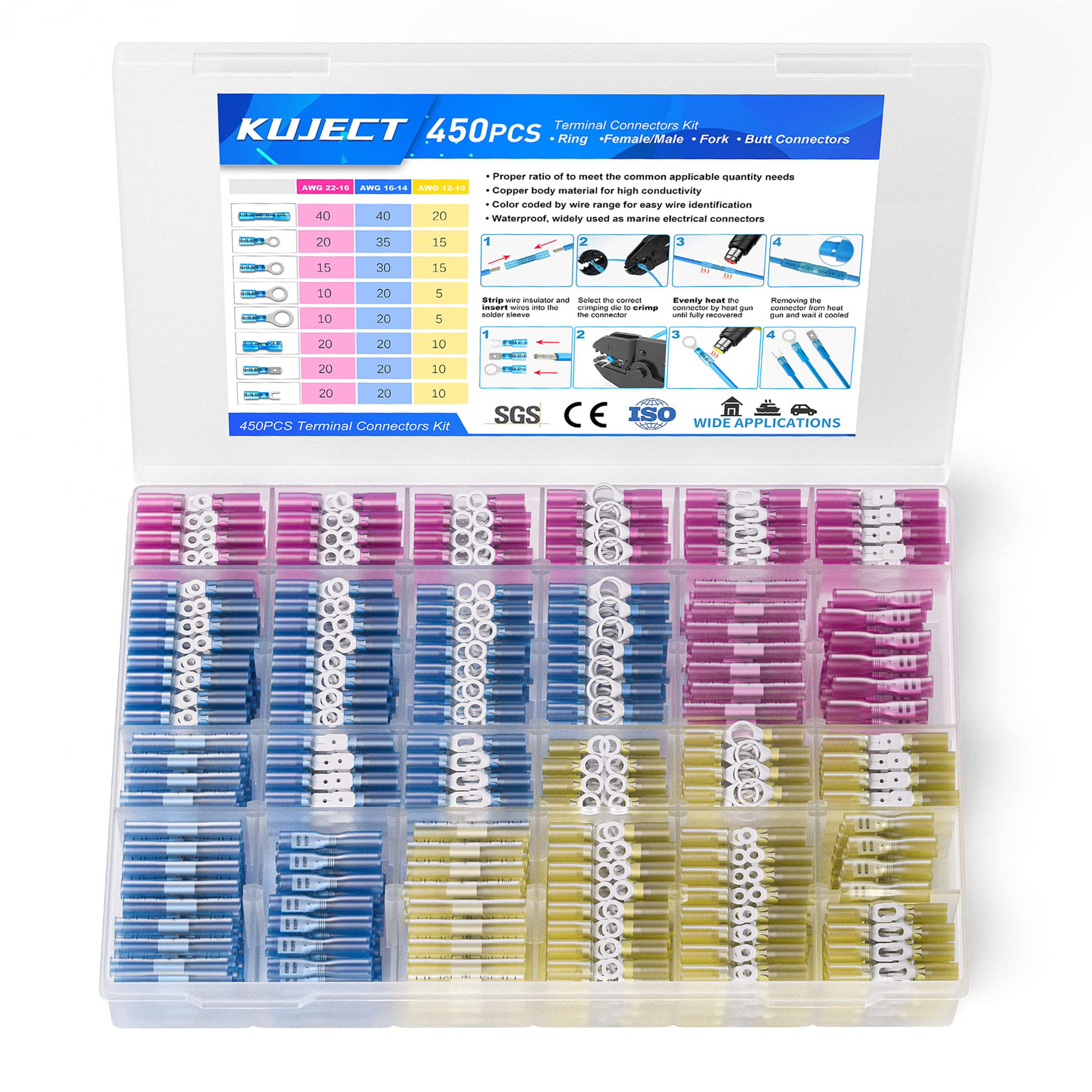 GetUSCart- Kuject 450PCS Heat Shrink Wire Connectors, Multipurpose ...