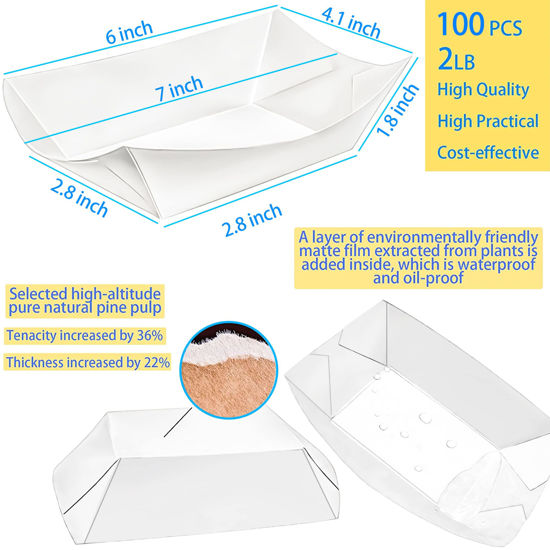 GetUSCart- MotBach 100 Pack 2lb Kraft Paper Food Trays, Waterproof ...