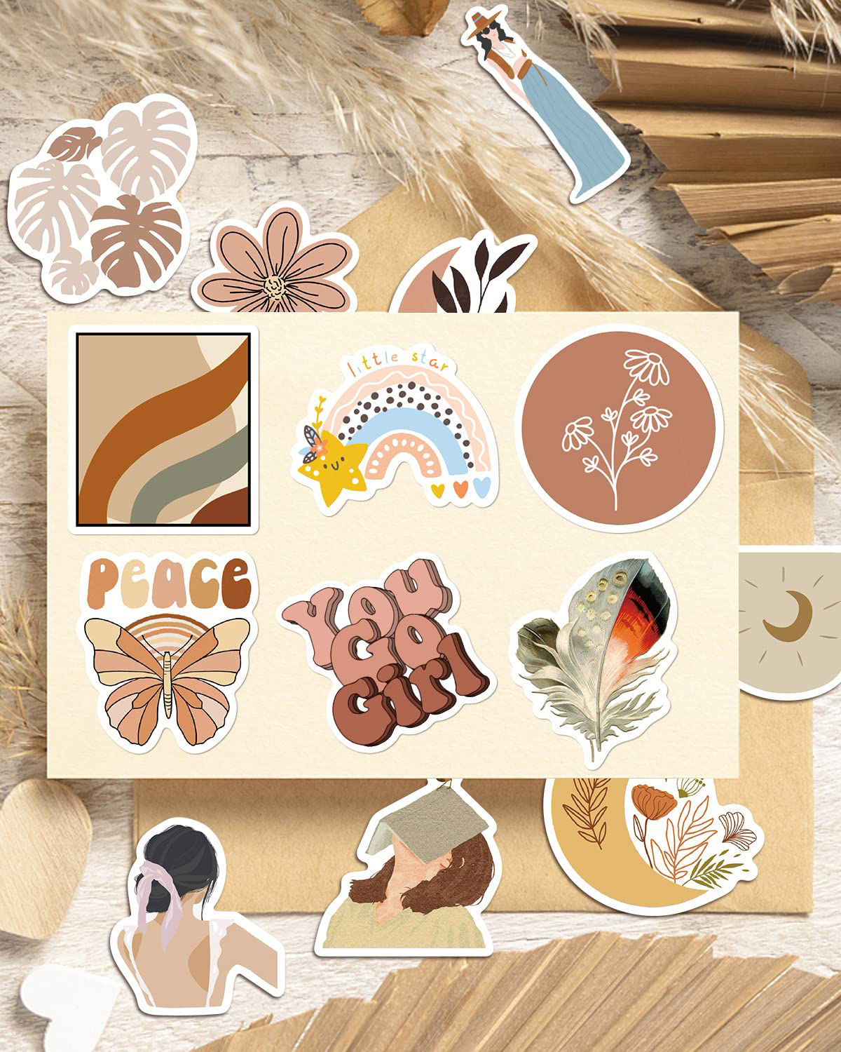 GetUSCart- Piedad Aesthetic Stickers for Water Bottles, 200Pcs Cute ...