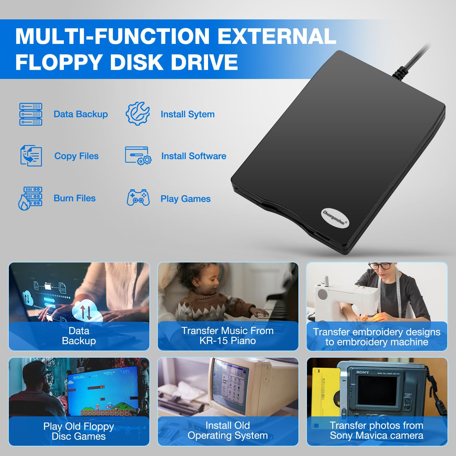 GetUSCart- Chuanganzhuo Floppy Disk Reader,3.5 inch External USB Floppy ... GetUSCart- Chuanganzhuo Floppy Disk Reader,3.5 inch External USB Floppy ...