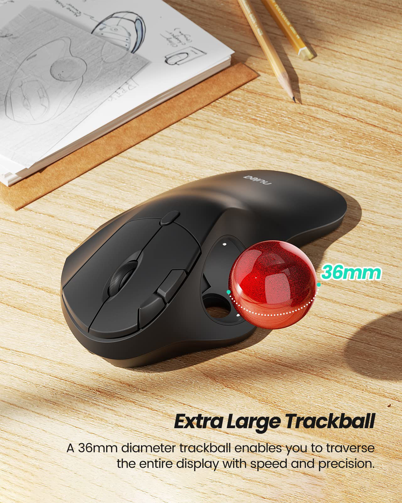 GetUSCart- Nulea Wireless Trackball Mouse, Rechargeable Ergonomic Mouse ...