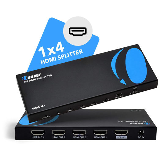 GetUSCart- OREI 1 in 4 Out HDMI Splitter, 4K @ 60Hz 2.0 HDMI Splitter 2 Ports with Full Ultra ...