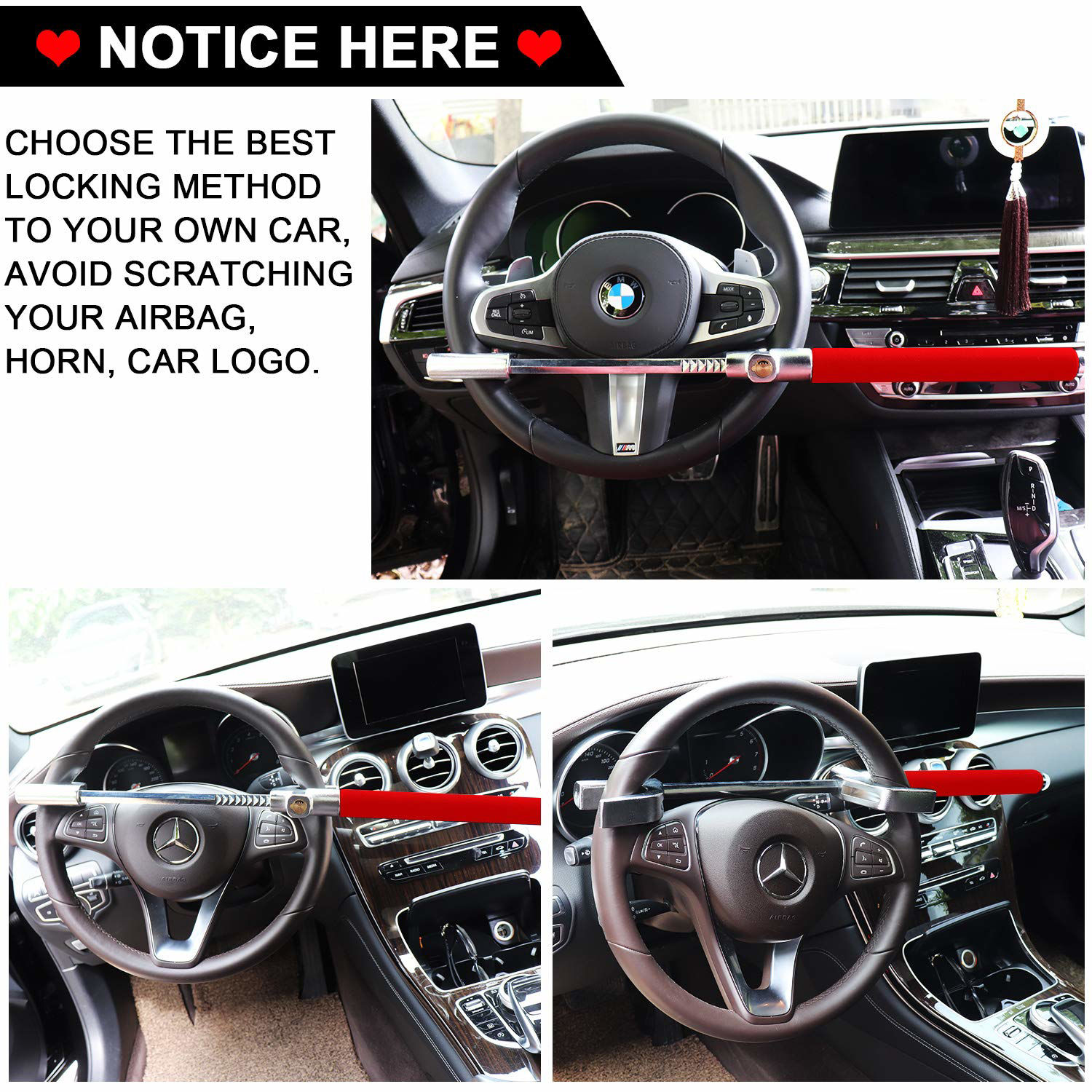 GetUSCart- Tevlaphee Steering Wheel Lock for Cars,Wheel Lock,Vehicle ...