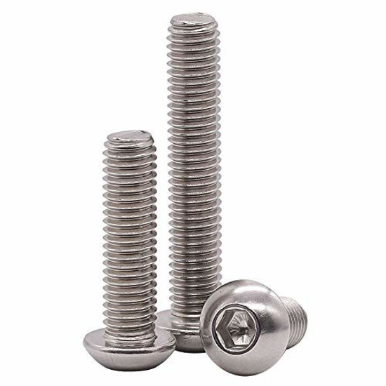 GetUSCart- 1/4-20 x 3/8" Button Head Socket Cap Bolts Screws, 304 ...