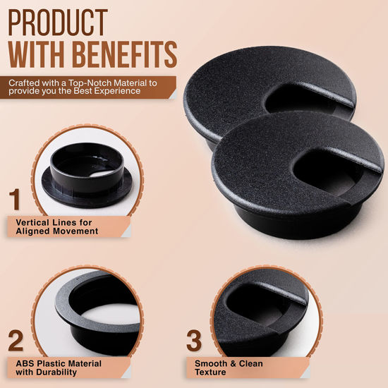 GetUSCart- MAHDPRO Desk Grommet 2 Inch (50 mm) Pack of 10 - Black ABS ...