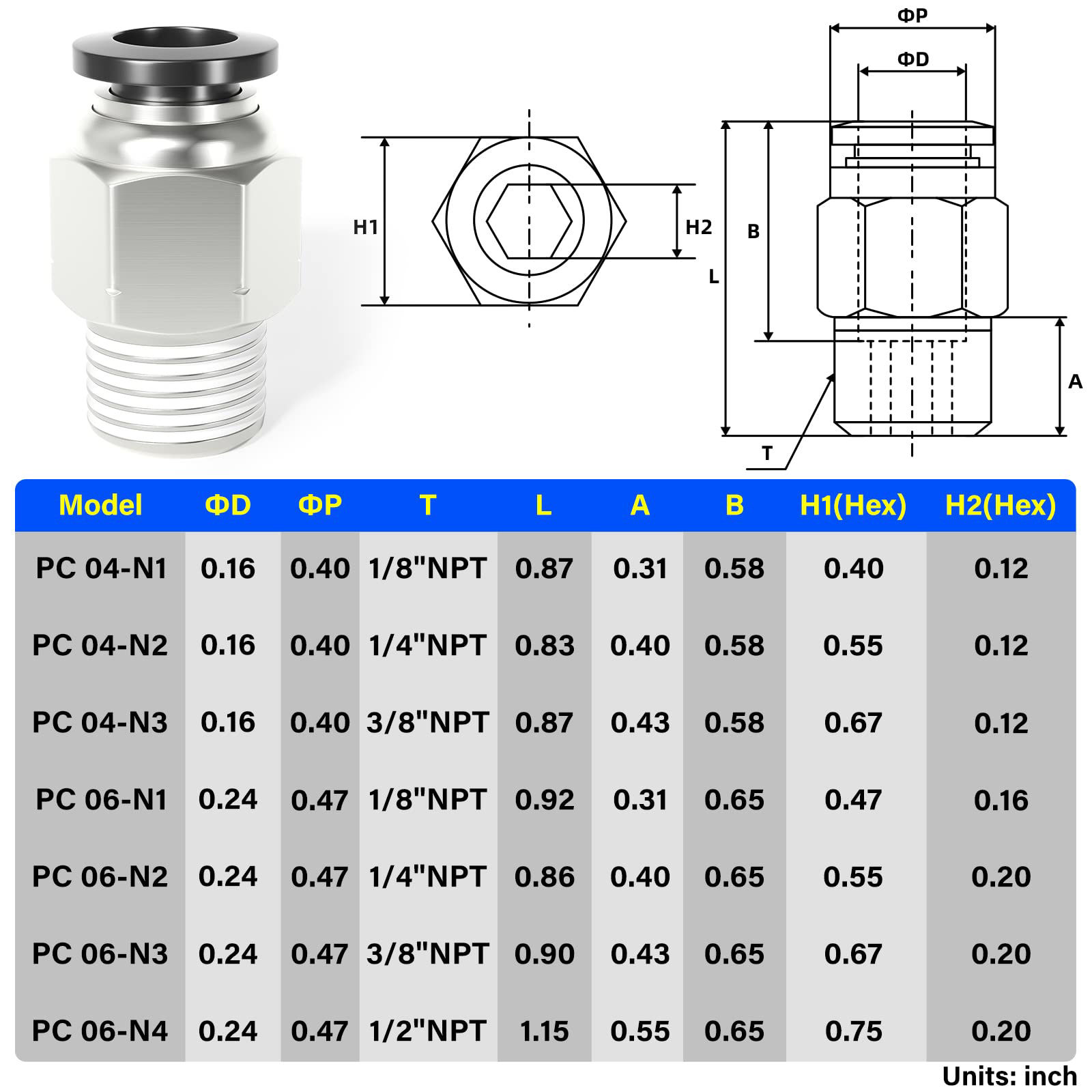 GetUSCart- TAILONZ PNEUMATIC Male Straight 6mm Tube OD x 1/8 Inch NPT ...