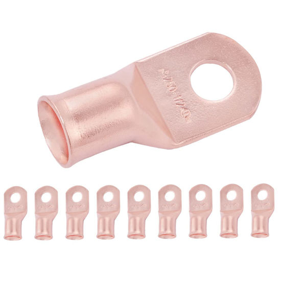 GetUSCart- SELTERM 10pcs 250 MCM - 1/2" Stud - Battery Lugs, Heavy Duty Wire Lugs, Ring ...