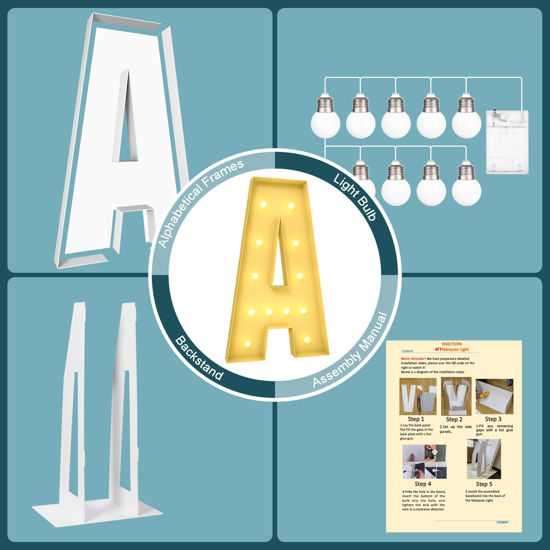 GetUSCart- 4FT Large Marquee Light Up Letters Numbers Giant Mosaic ...