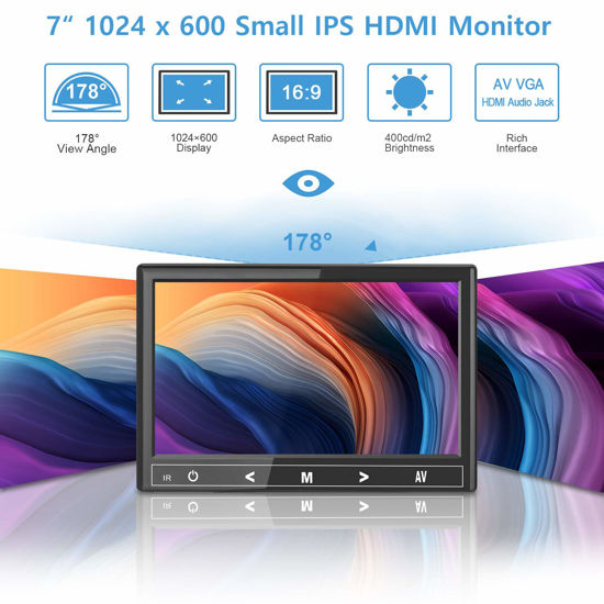 GetUSCart- Haiway 7 inch Small HDMI Monitor, 1024x600 Resolution Small ...