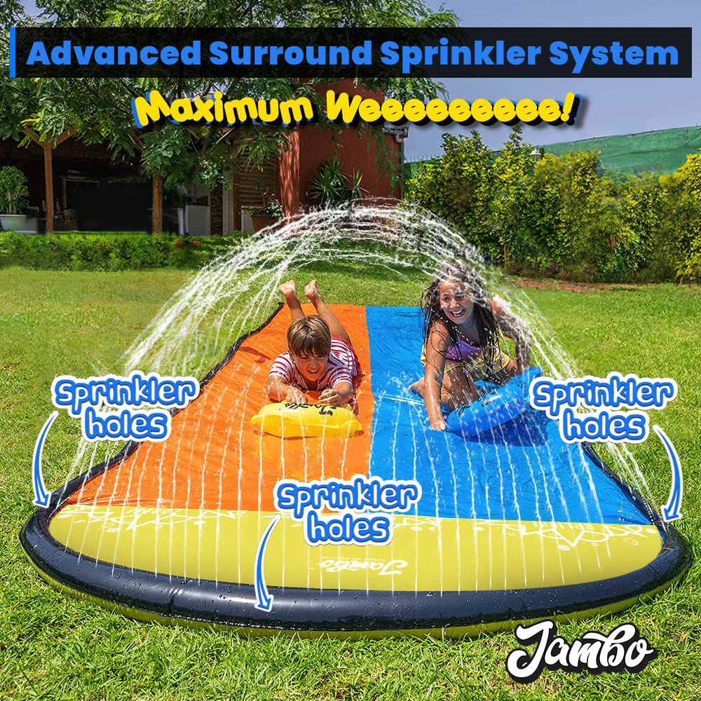 GetUSCart- Jambo XL Premium Slip Splash and Slide with 2 Bodyboards, Heavy Duty Water Slide with ...