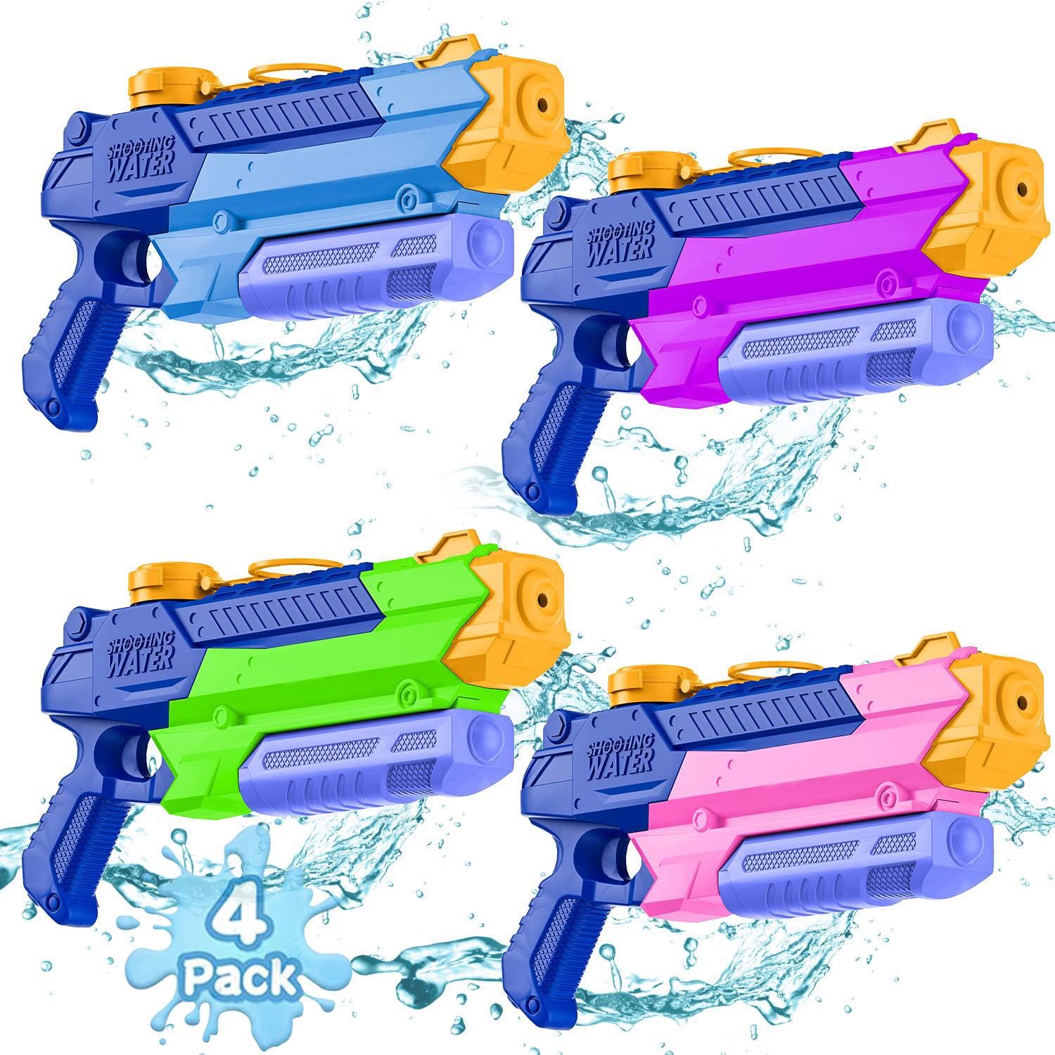 GetUSCart- Water Gun, WOLKEK Water Guns for Kids, 4 Pack Long Range ...
