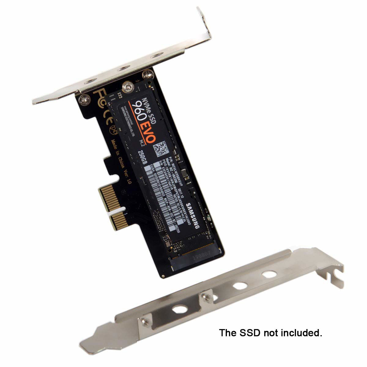 GetUSCart- JSER NVME to PCI-E 4.0 Low Profile PCI-E 3.0 x1 Lane to M.2 NGFF M-Key SSD Nvme AHCI ...