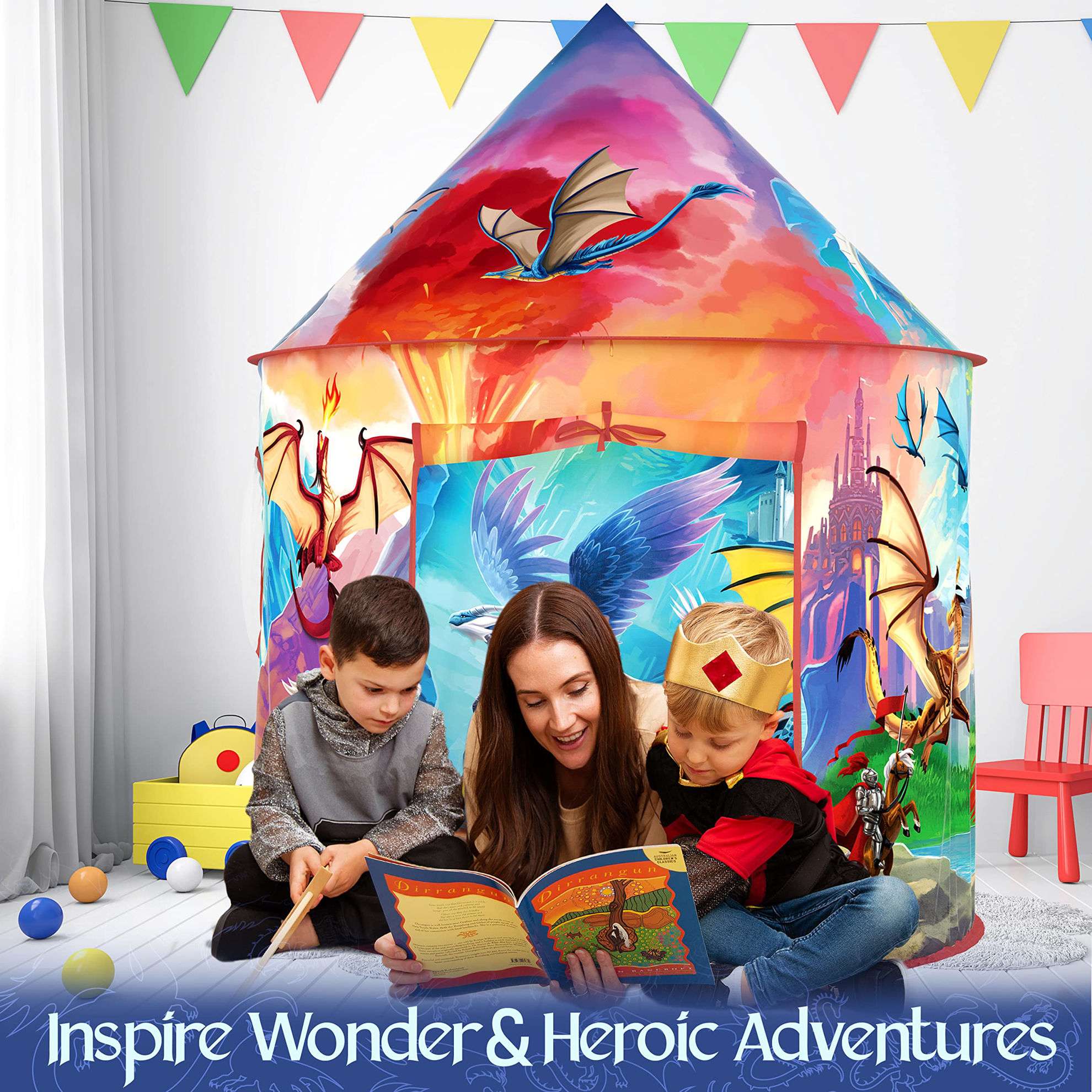 GetUSCart- W&O Dragon Hero Kids Tent with Roar Button - Epic Dragon ...