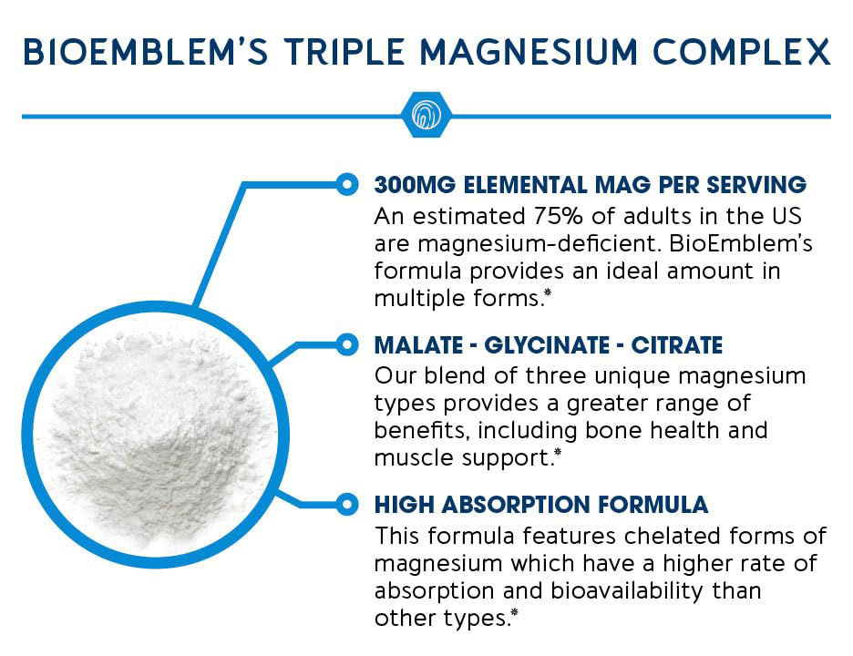 GetUSCart- BioEmblem Triple Magnesium Complex | 300mg of Magnesium Glycinate, Malate, & Citrate ...