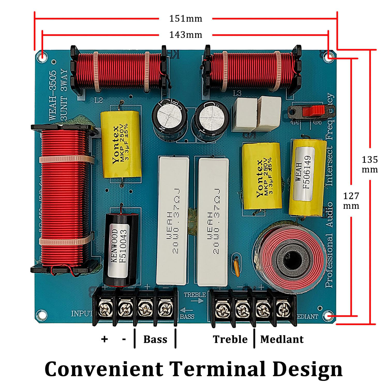 GetUSCart- HiQltyla 3 Way Speaker Crossover, WEAH-3505 300W Adjustable Passive Crossover for Car ...