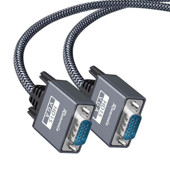 GetUSCart Ruaeoda VGA Cable VGA to VGA Cable 6 ft Nylon Braided 15 pin 1080P Full HD Computer Monitor Cable Male to Male VGA Cord for PC Laptop TV Projector