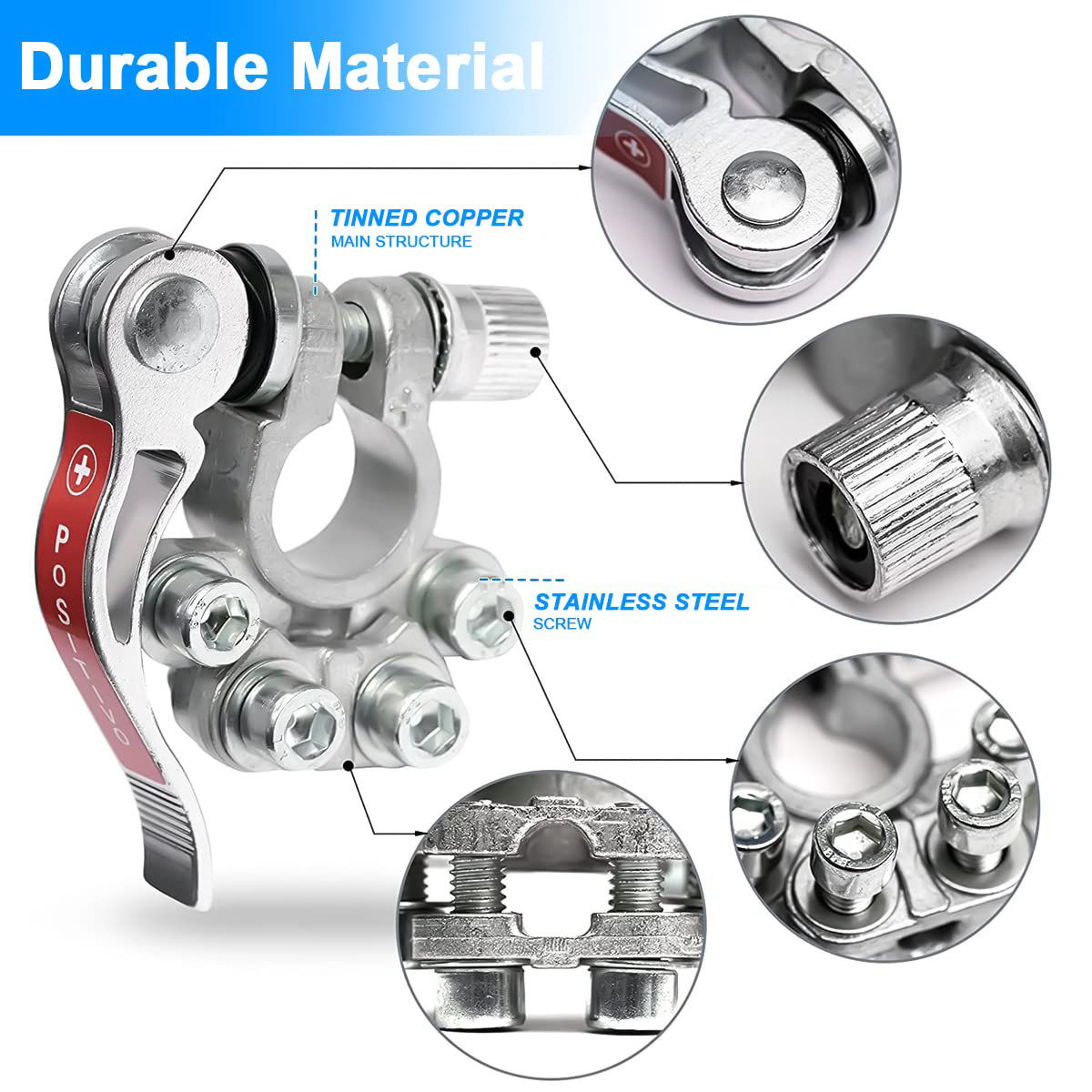 GetUSCart- Car Battery Terminal Connectors, 2Pcs 4 Way Quick Release ...