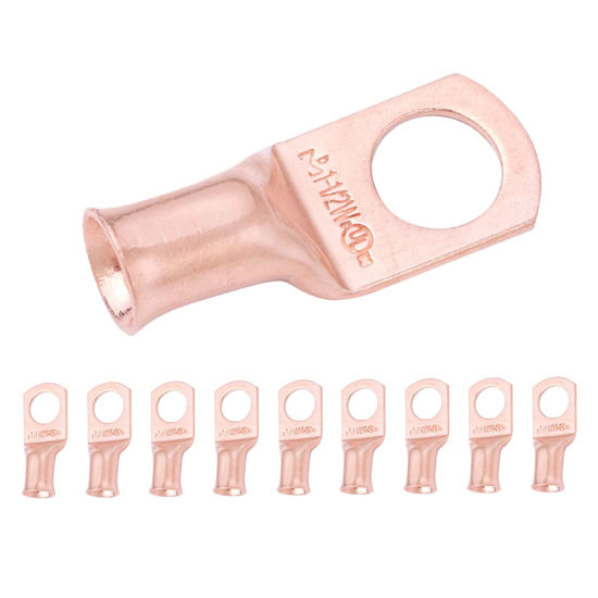 GetUSCart- SELTERM 10pcs 1 AWG - 1/2" Stud - Battery Lugs, Heavy Duty Wire Lugs, Ring Terminals ...