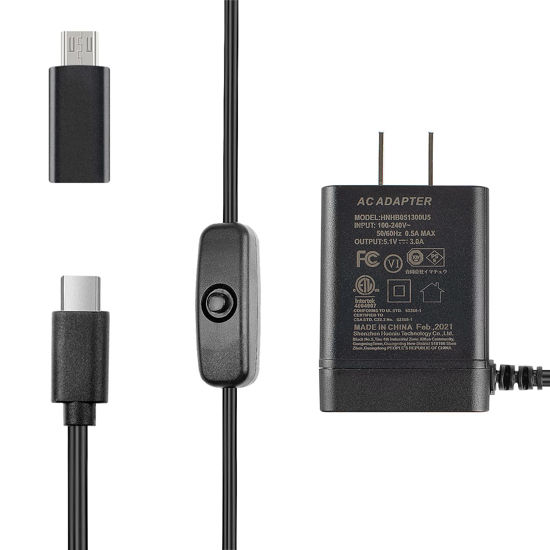 GetUSCart- Smraza 5.1V 3A Power Supply Compatible with Raspberry Pi 4 ...