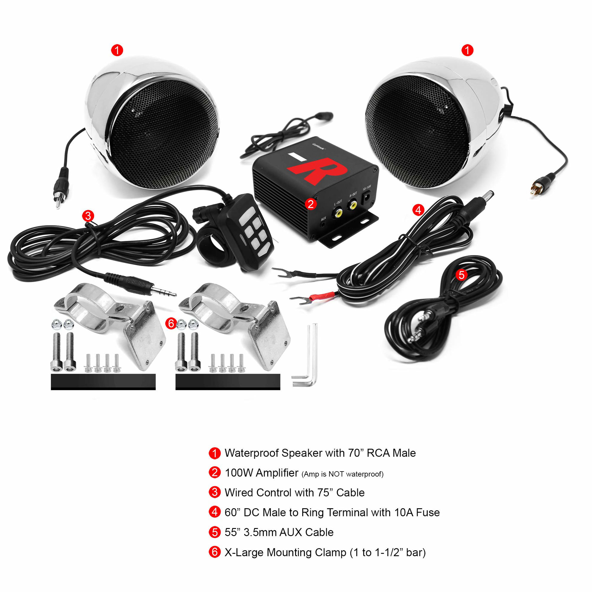 GetUSCart- GoHawk TN4-R Amplifier 4" Full Range Waterproof Bluetooth ...