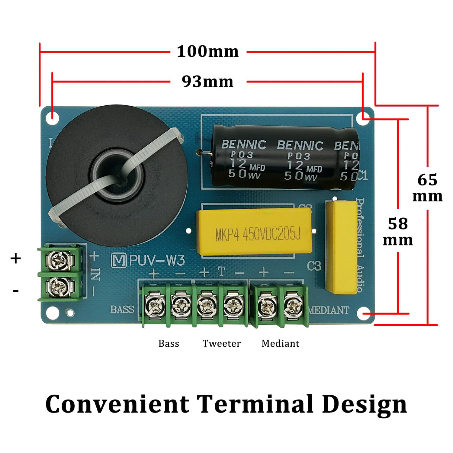GetUSCart- 3 Way Speaker Crossover, PUV-W3 200W Passive Crossover for ...