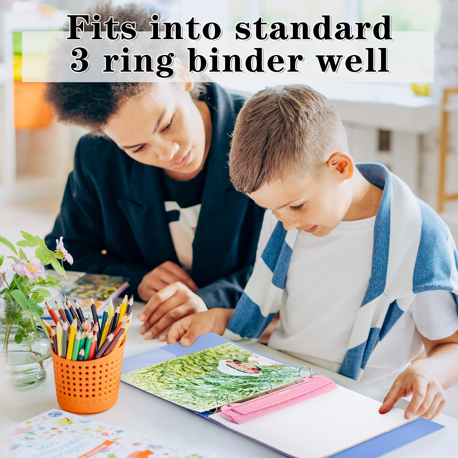 GetUSCart- WORKLION 3 Ring Hole Puncher for Binders,Pink,with 10" Ruler ...