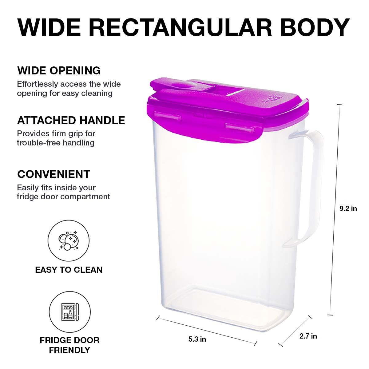 GetUSCart- LocknLock Aqua Fridge Door Water Jug with Handle BPA Free ...