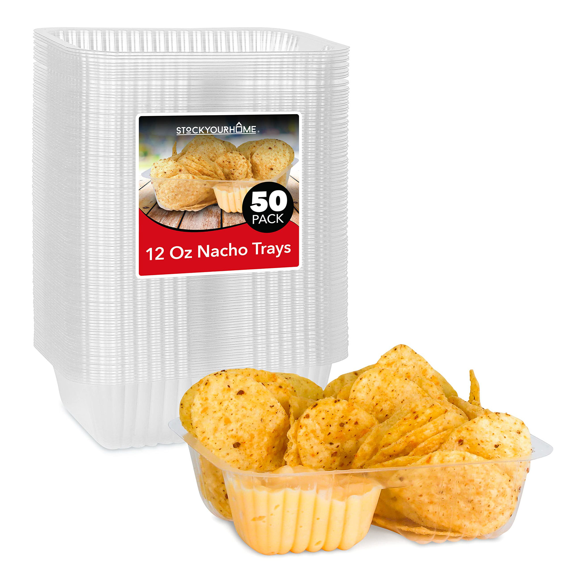 GetUSCart- 12oz Plastic Nacho Trays (50 Pack) Small Disposable Tray for ...