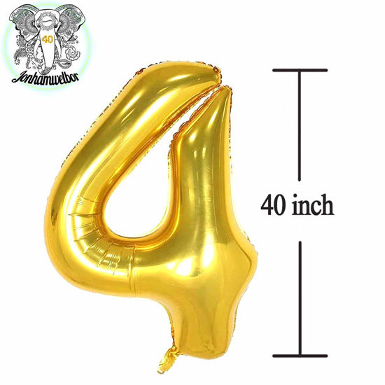 GetUSCart- 40 Number Balloons Gold Big Foil Mylar Giant Jumbo 40 ...