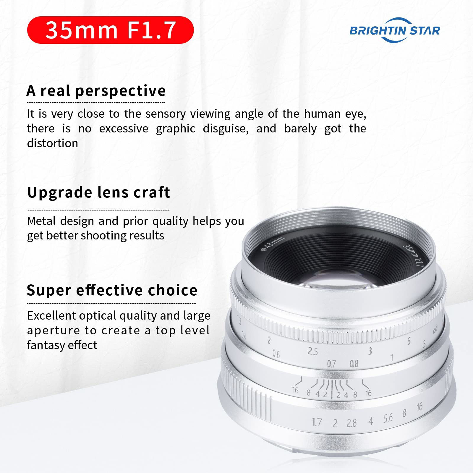 GetUSCart- Brightin Star 35mm F1.7 Large Aperture APS-C Manual Focus ...